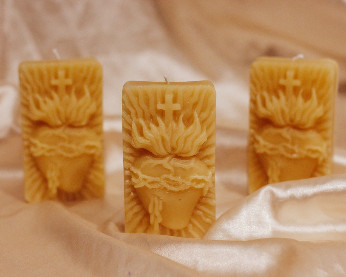 Sacred Heart of Jesus Beeswax Altar Candle – Kerygma Candle & Co